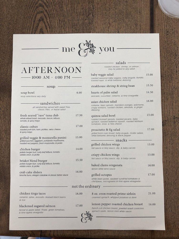 Menu at Me & You Restaurant, Bethpage