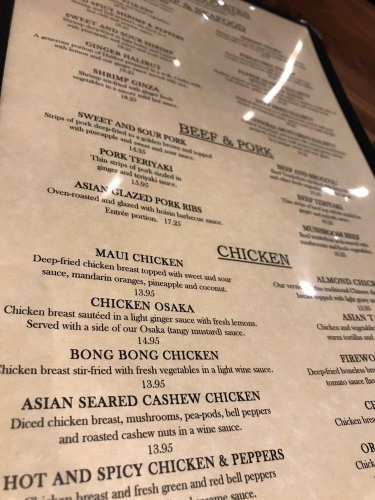 Menu at Mustard Seed restaurant, Missoula