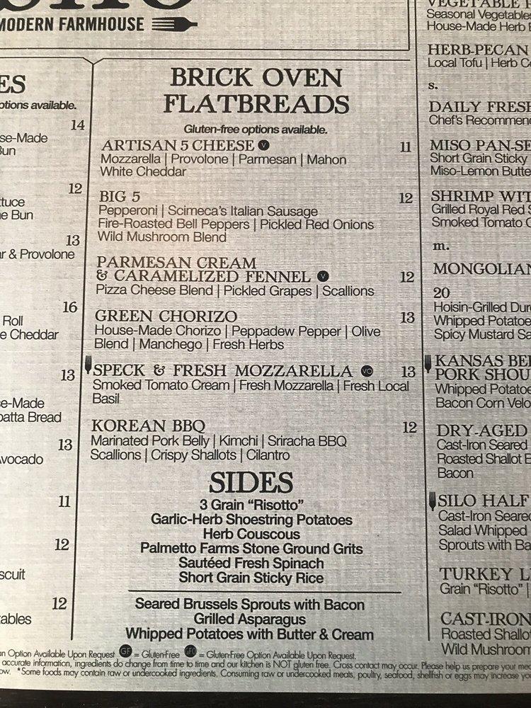 Menu at Silo Modern Farmhouse restaurant, Lenexa