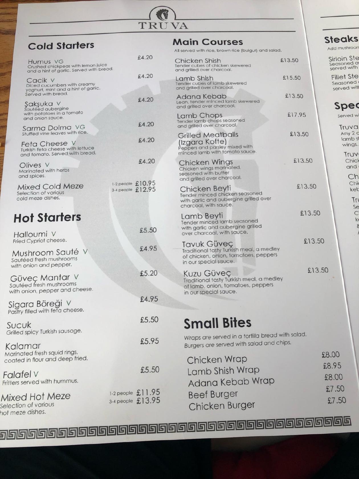 Menu at Truva Lounge Cocktail Bar, Towcester