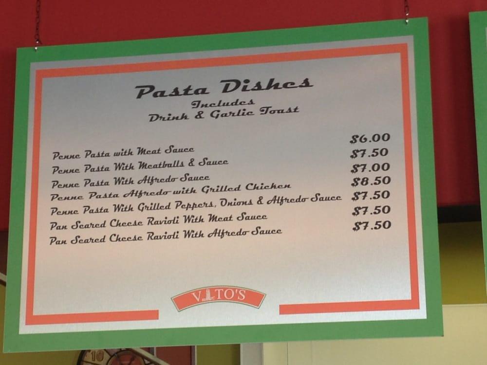 Menu at Vito's restaurant, Bountiful