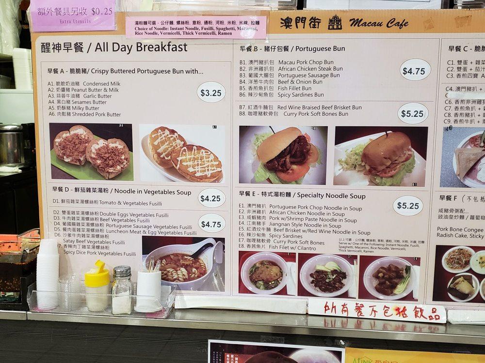 Menu at Macau Cafe, Richmond