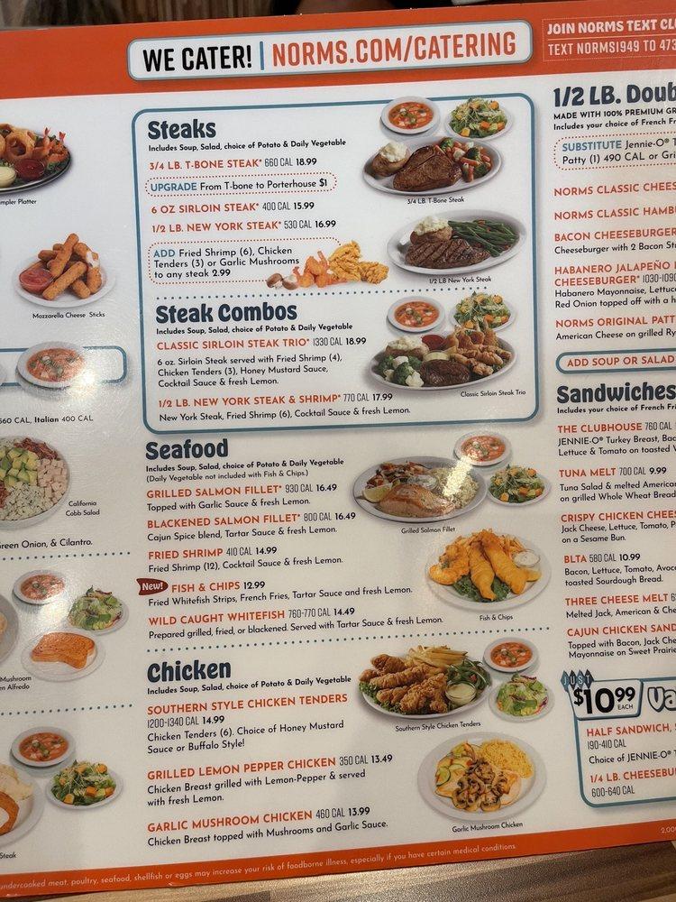 Menu at NORMS Restaurant, Rialto, W Renaissance Pkwy