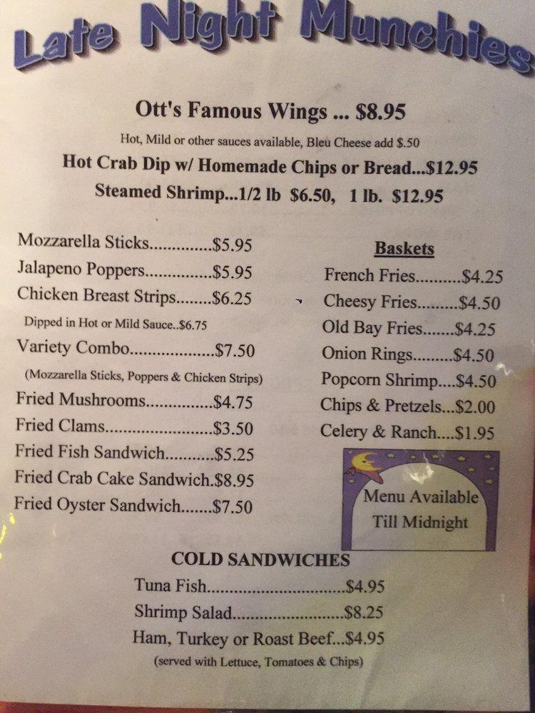 Menu at Ott House pub & bar, Emmitsburg