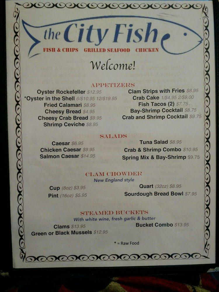 Menu at The City Fish restaurant, Cupertino