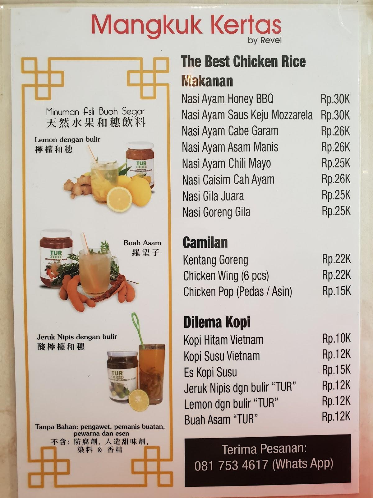 Menu at Kedai Santai Mangkuk Kertas cafe, Tangerang