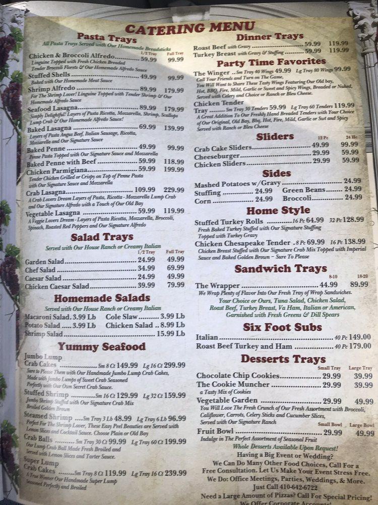 Menu at Subworks Pizzeria, Perryville