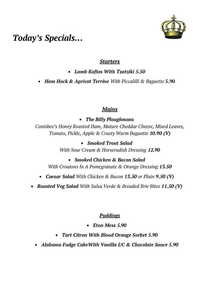 Menu at The King William Ⅳ Pub, East Horsley