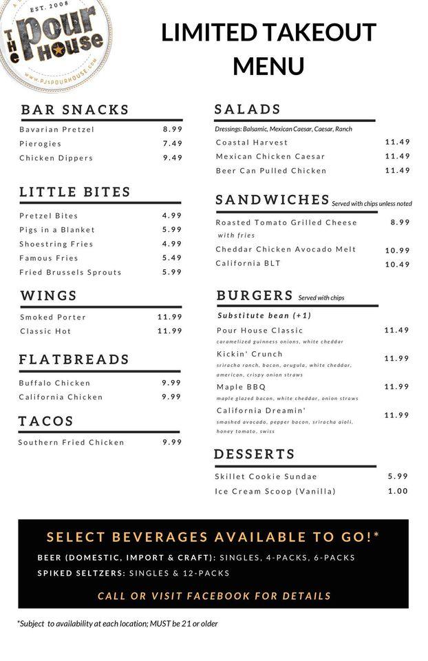 Menu at The Pour House [Exton] pub & bar, Exton