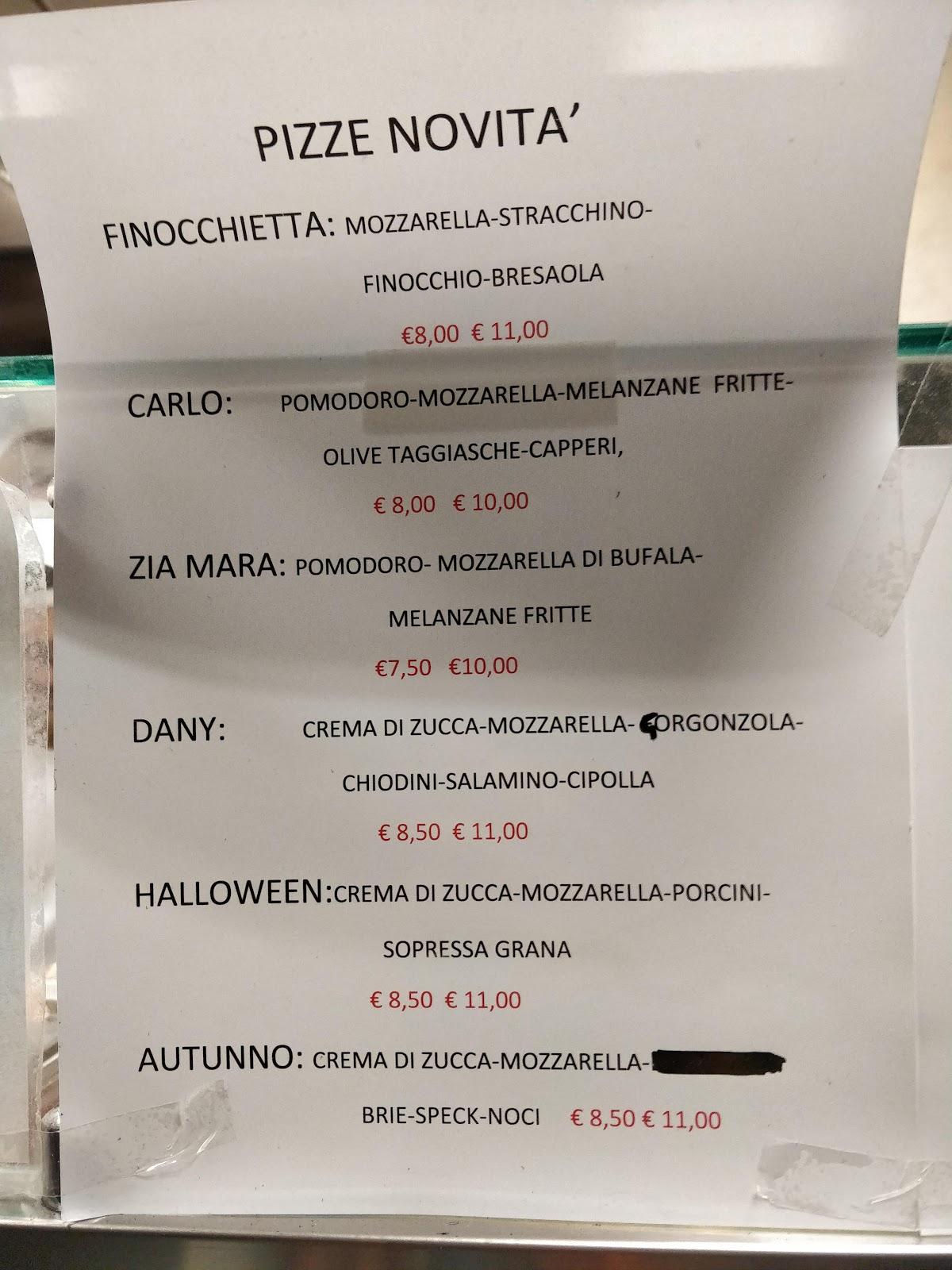 Speisekarte von Turbo pizza, Rubano