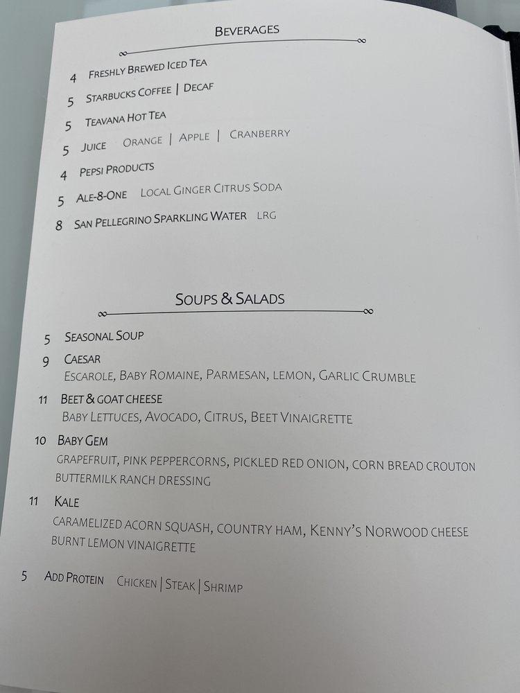 Menu at Infinity: Rooftop Restaurant + Bar, Lexington