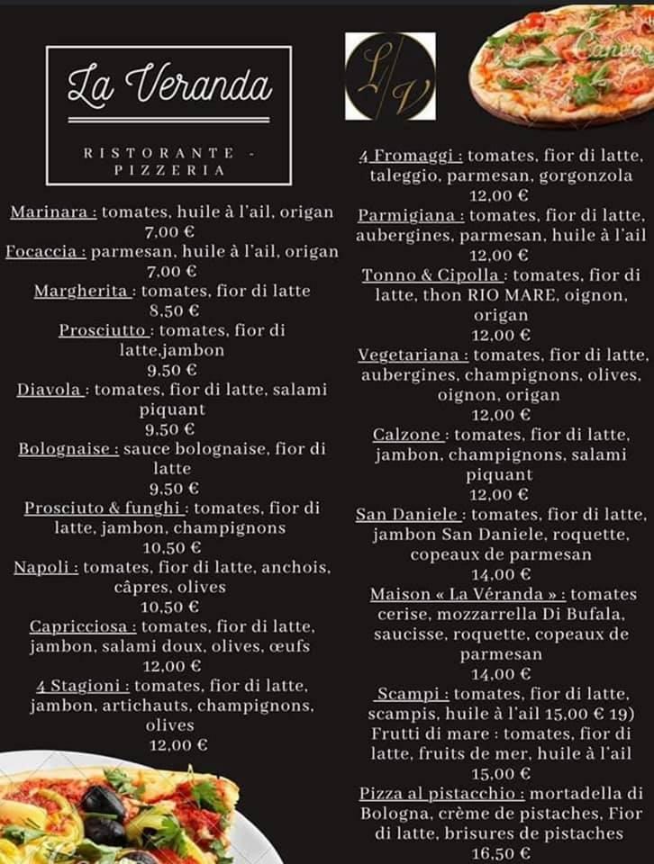 Menu au La Véranda, Charleroi, Rue Jean Jaurès 11
