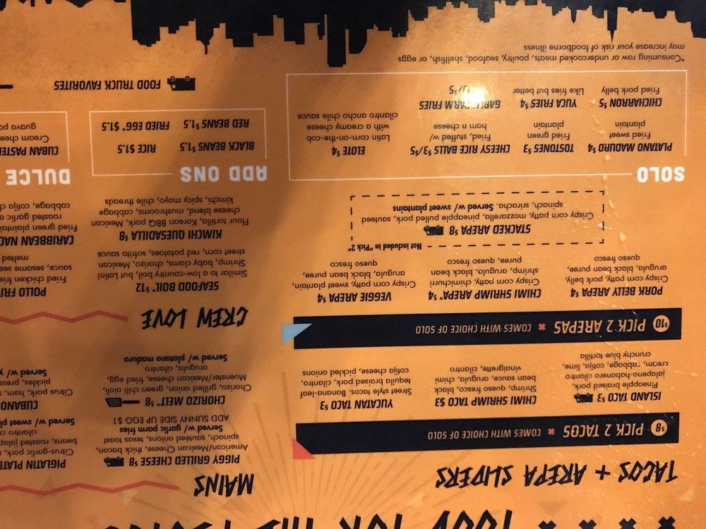 Menu at Piglatin Cocina pub & bar, Colorado Springs