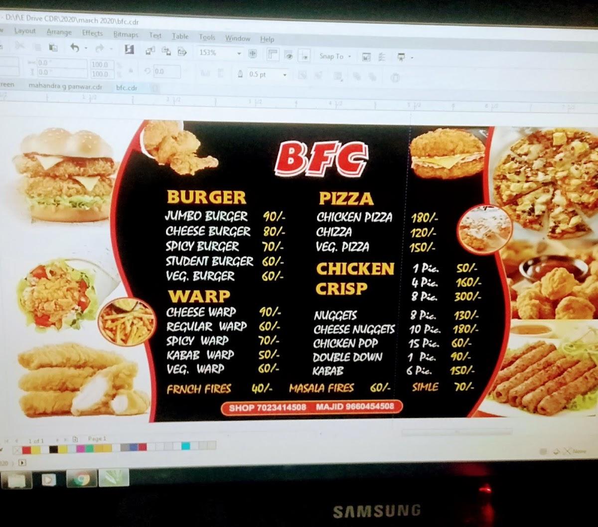 Menu at BFC bidasar fried chicken, Bidasar