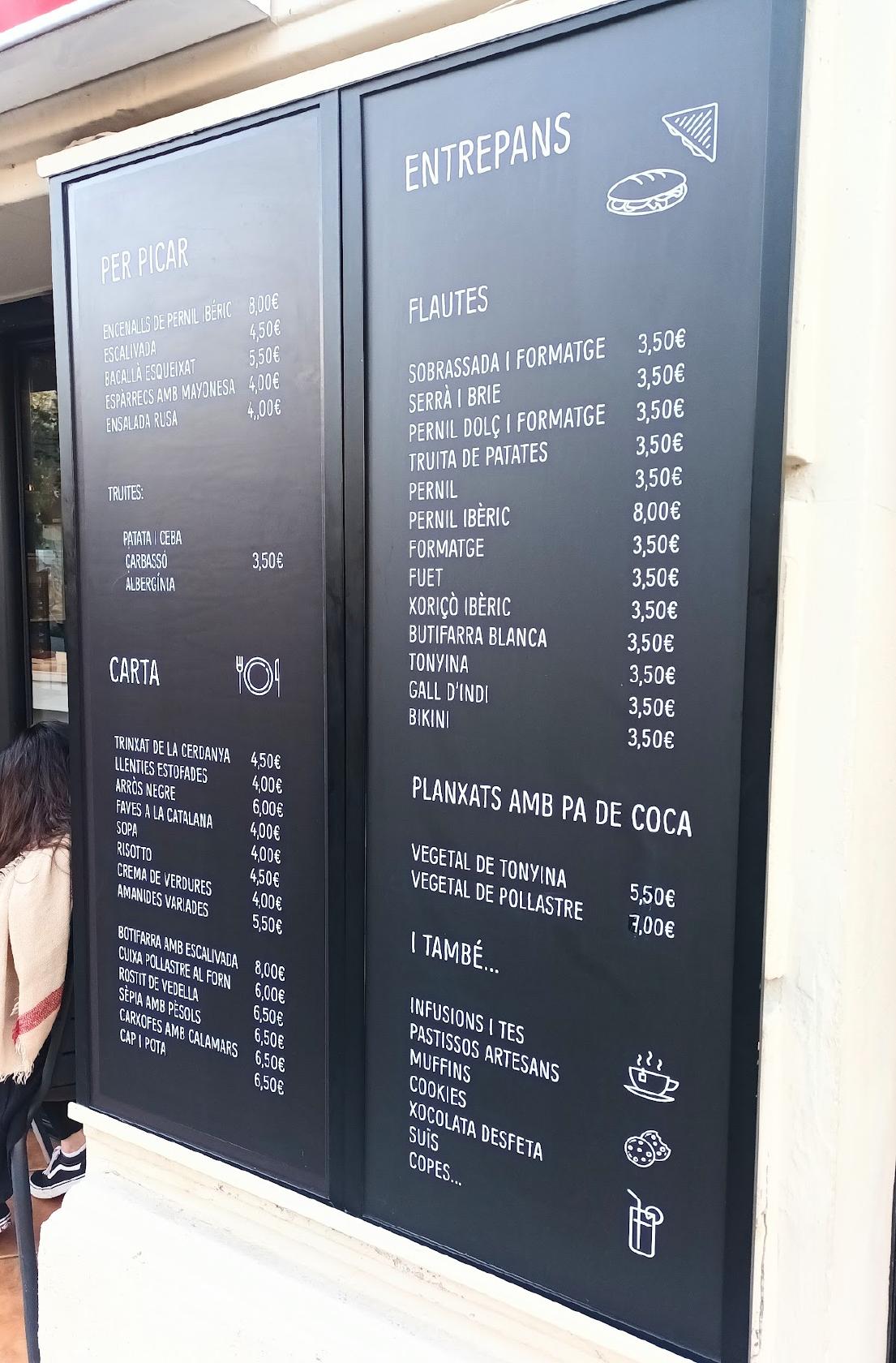 Carta de cafetería Cafè el Mos, Barcelona, Plaça d'Alfonso Comín