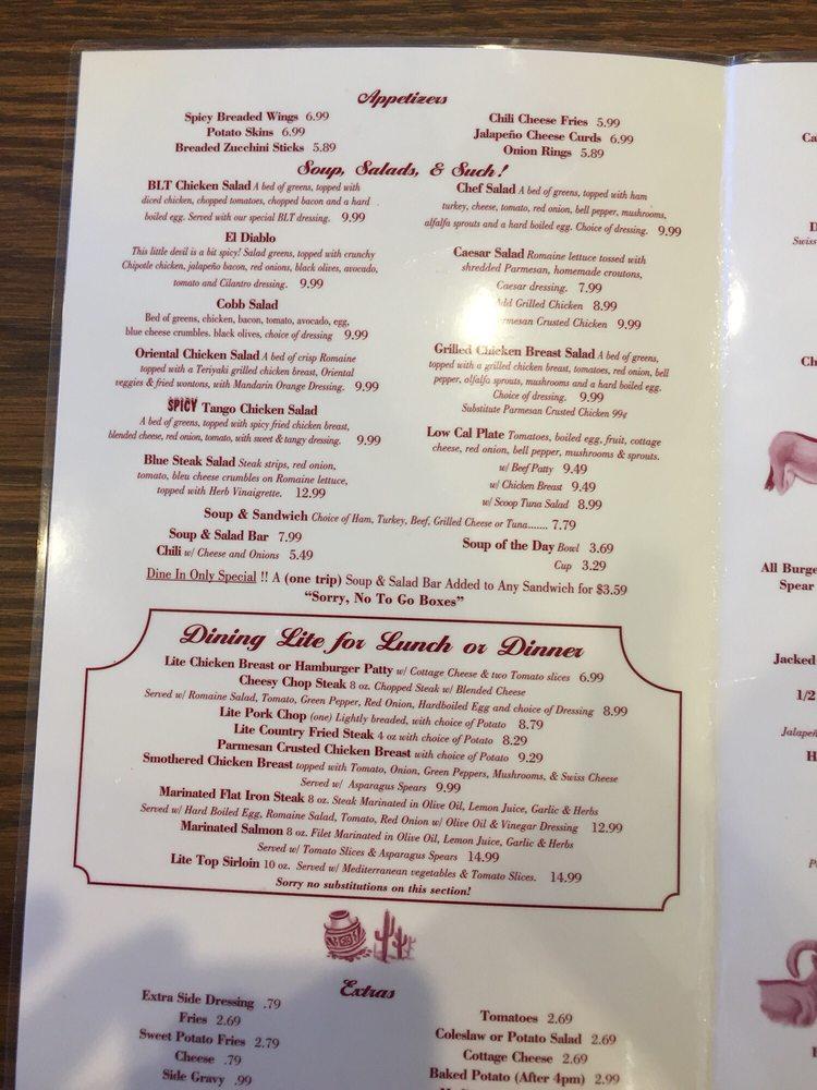 Menu at Calico's restaurant, Kingman, 418 W Beale St