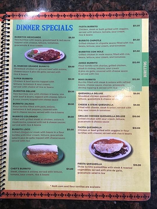 Menu at El Rancho Grande II restaurant, Savoy