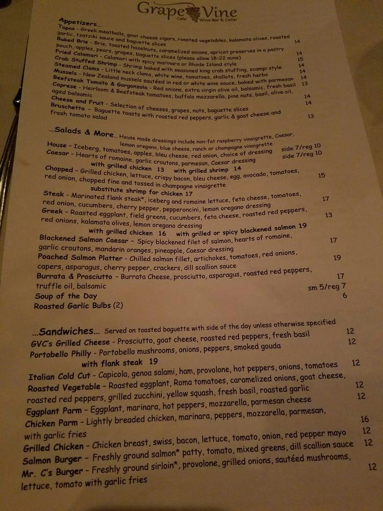 Menu at Grape Vine Cafe, Las Vegas