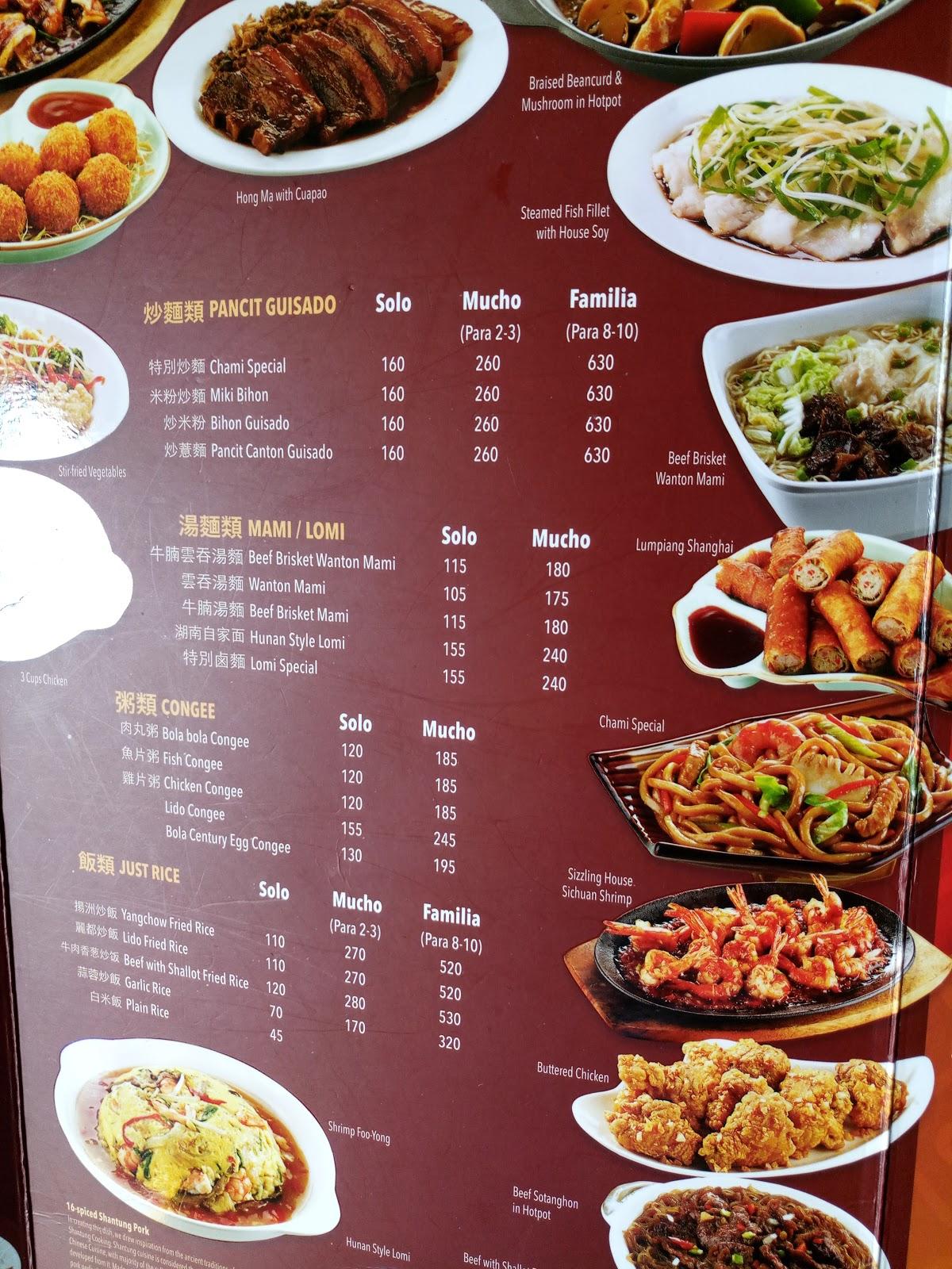 Menu at Lido Cocina Tsina restaurant, Parañaque, 35 Doña Soledad Ave