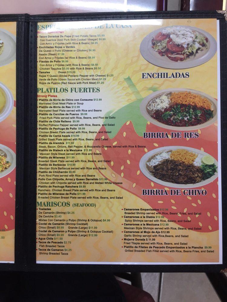Menu at Taqueria Real Jacona restaurant, Rogers, S 8th St