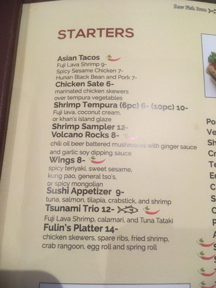 Menu at Fulin's Asian Cuisine At Cambridge Square, Ooltewah restaurant ...