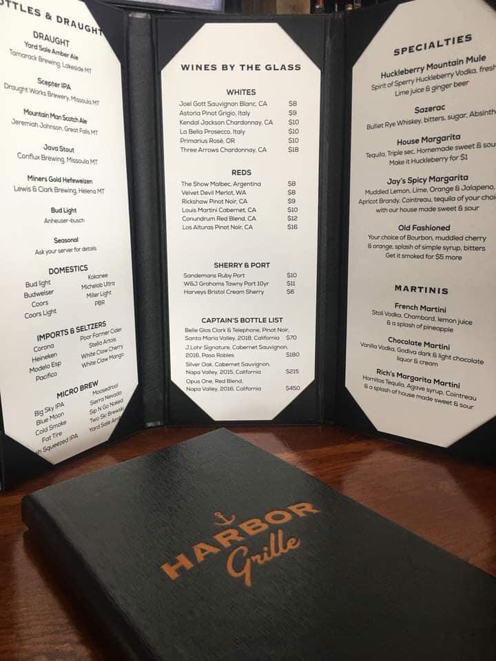 Menu at Harbor Grille pub & bar, Lakeside