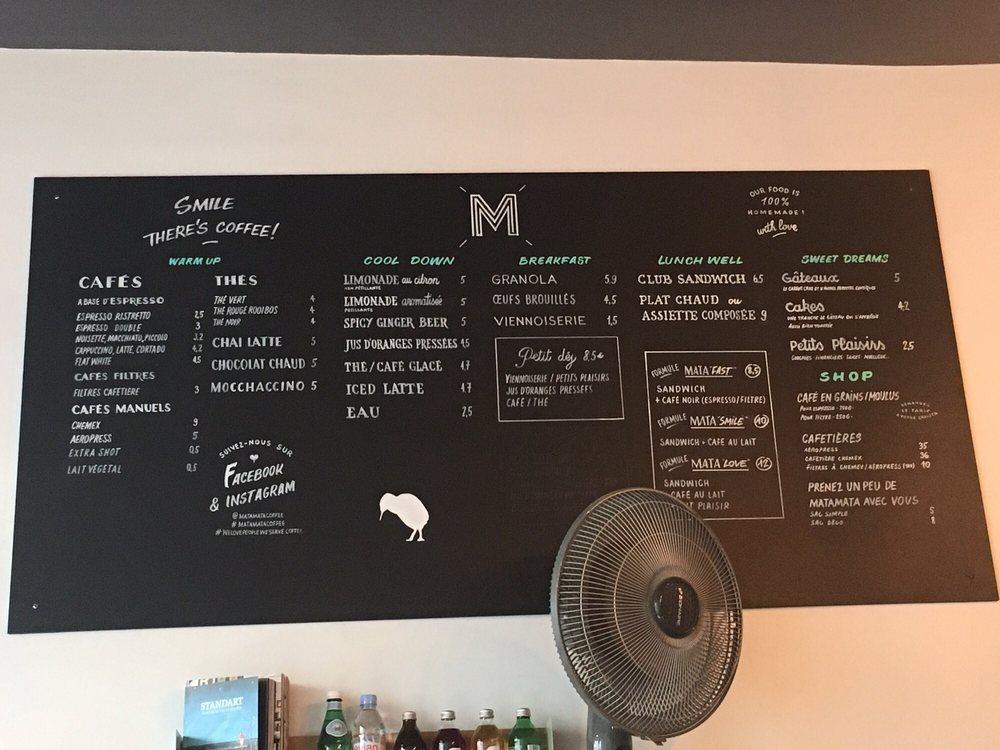Menu at Matamata Coffee pub & bar, Paris, 58 Rue d'Argout