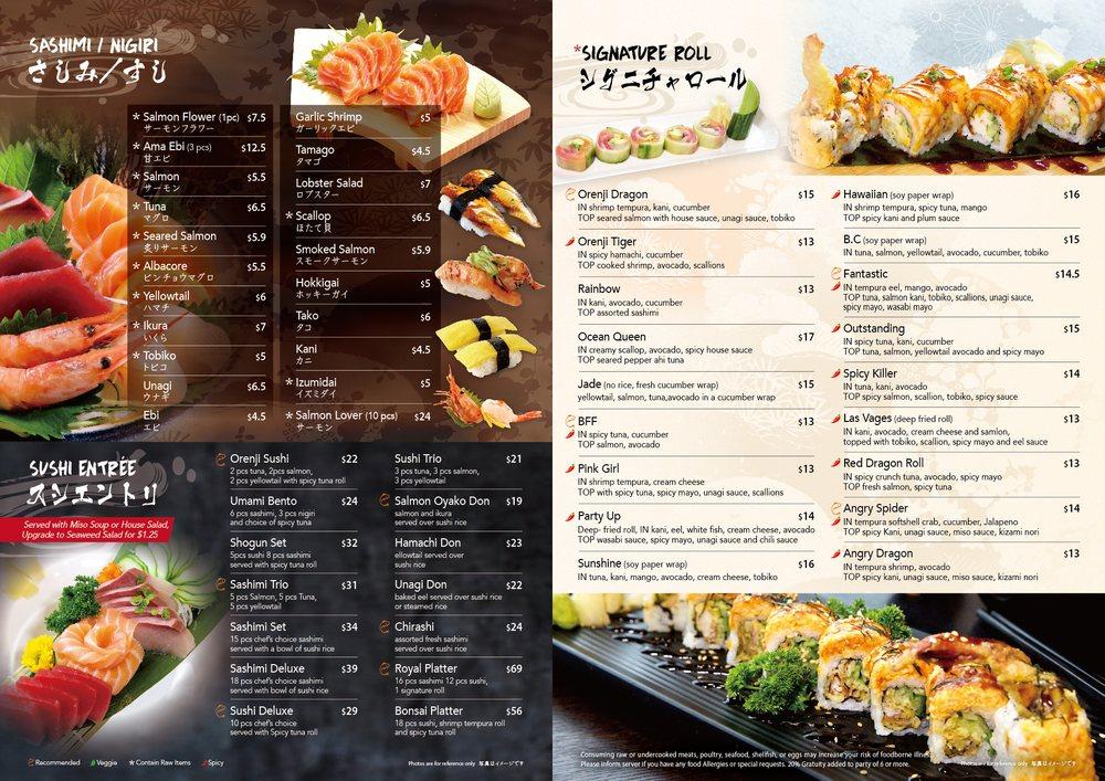 Menu at Orenji Sushi & Noodles restaurant, Issaquah, 221st Pl SE Unit ...