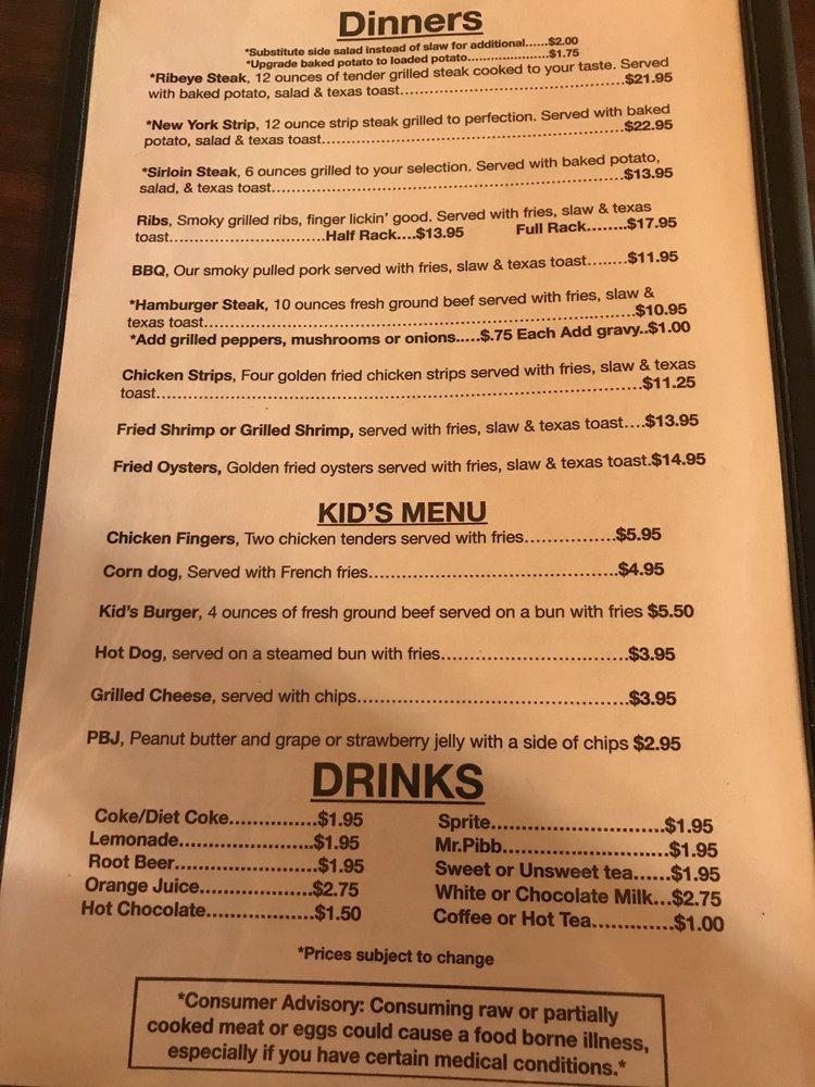 Menu at Sautee Trail Cafe, USA