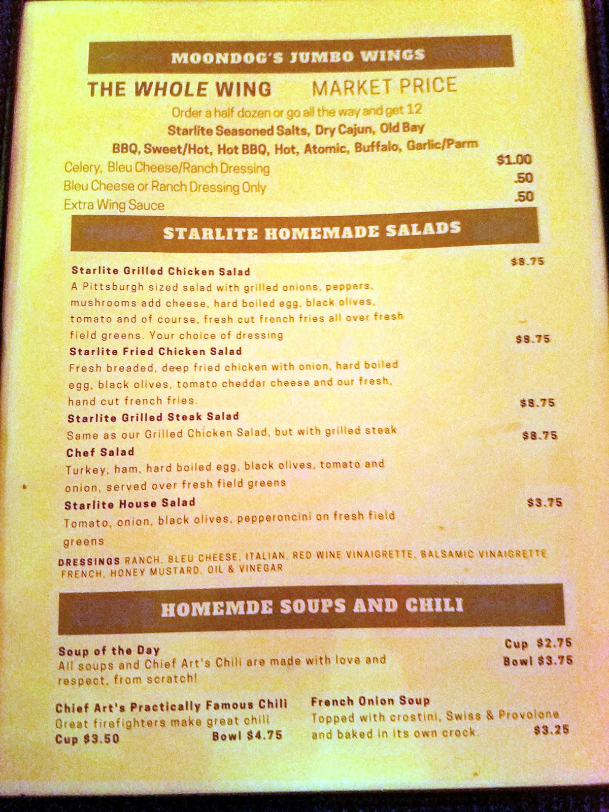 Menu at Starlite Lounge pub & bar, Blawnox, 364 Freeport Rd
