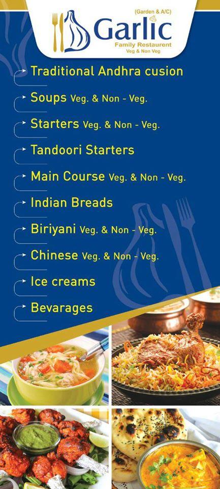 Menu at Garlic family restaurant, Tirupati, P V prasad Nagar