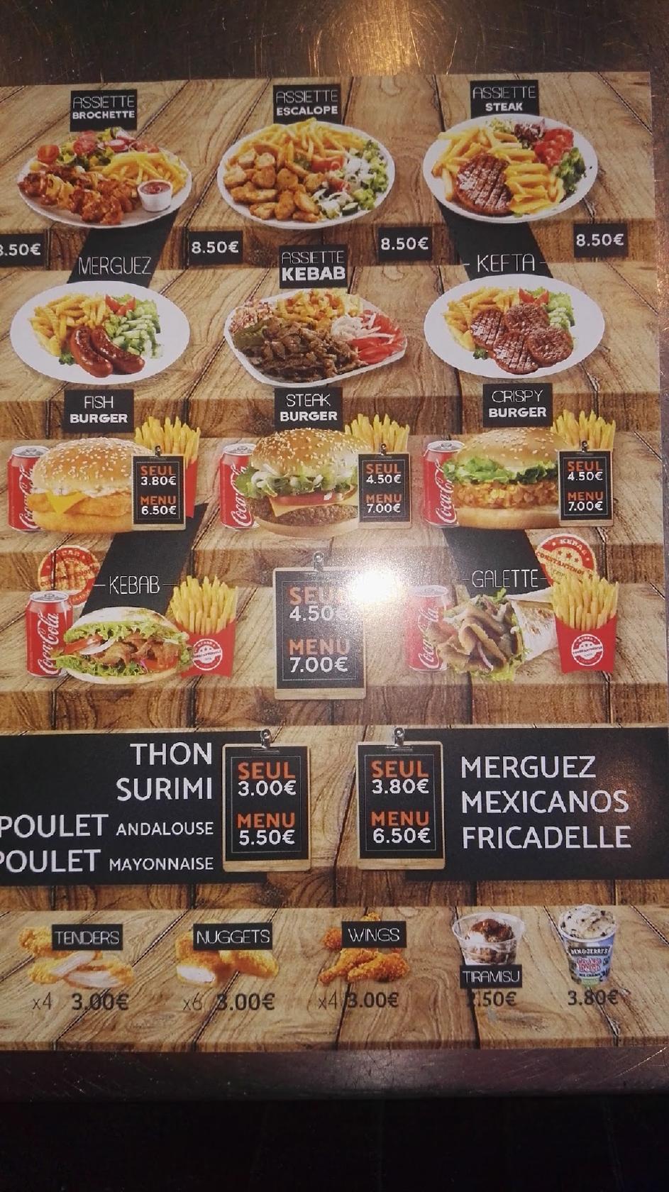 Menu at Le Constantinople restaurant, Croix
