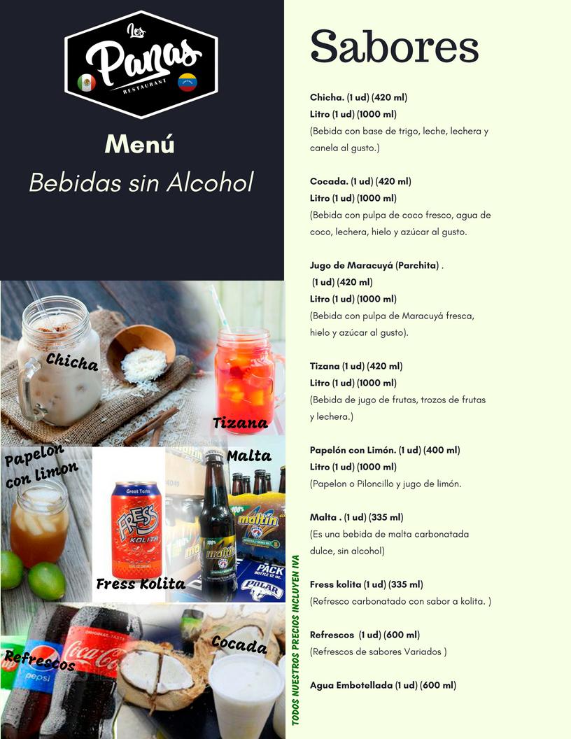 Menu at Los Panas Restaurant, Ciudad López Mateos