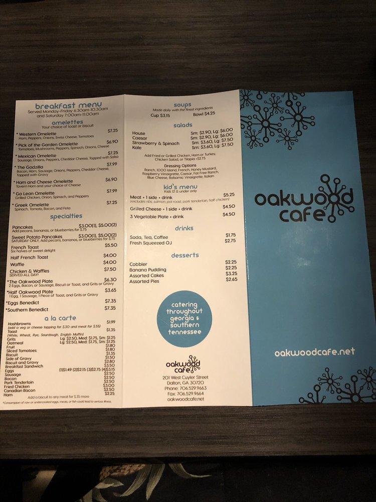 Menu at Oakwood Cafe, Dalton