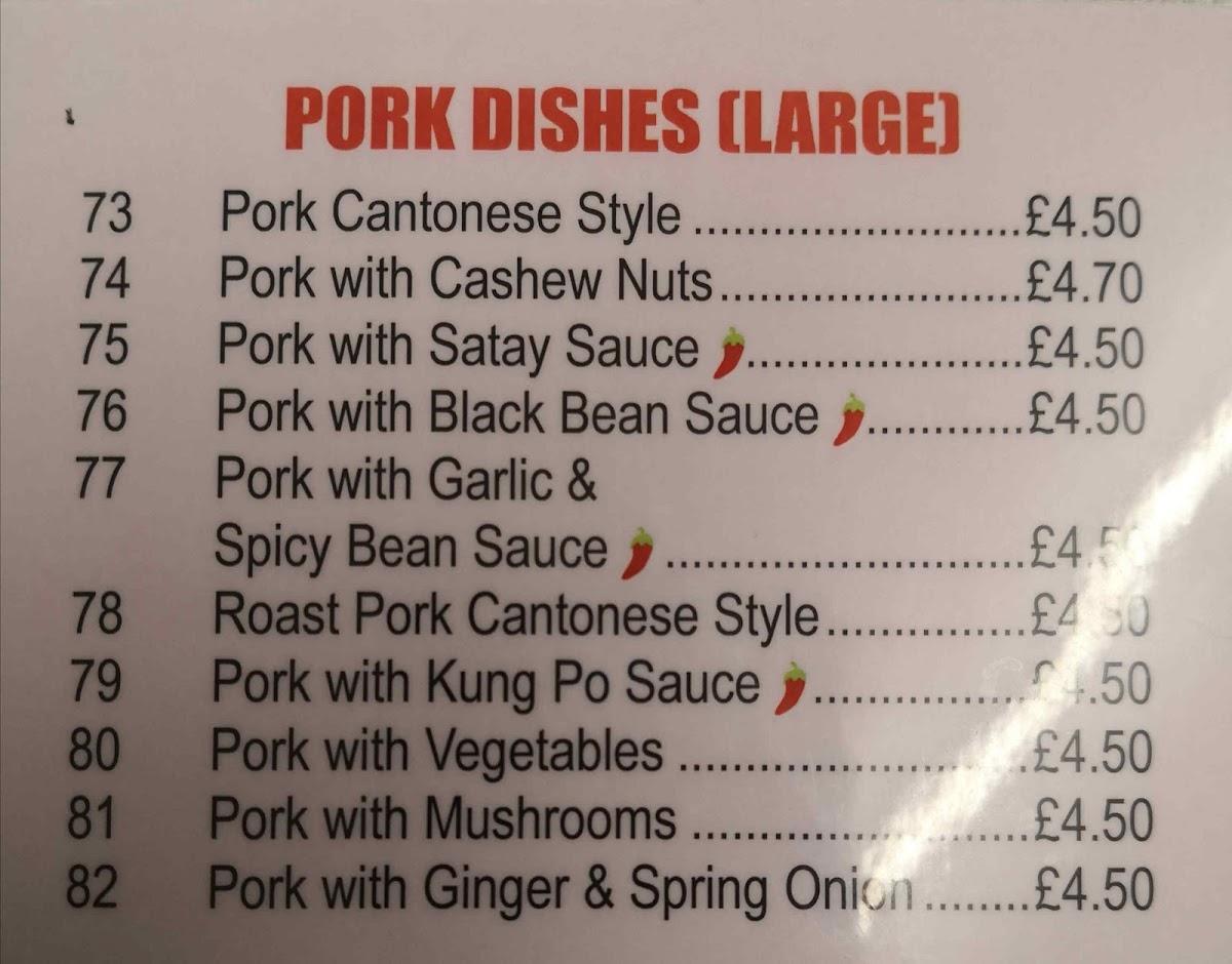 Menu at Pang's Cantonese Takeaway fast food, Peterborough