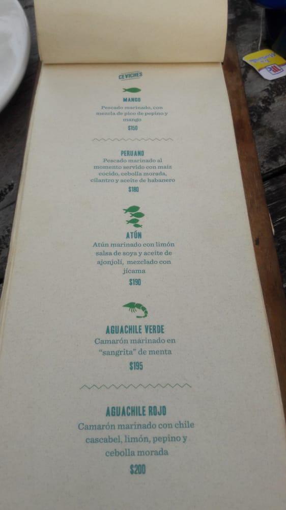 Menu at Restaurante Papaya Playa, Tulum