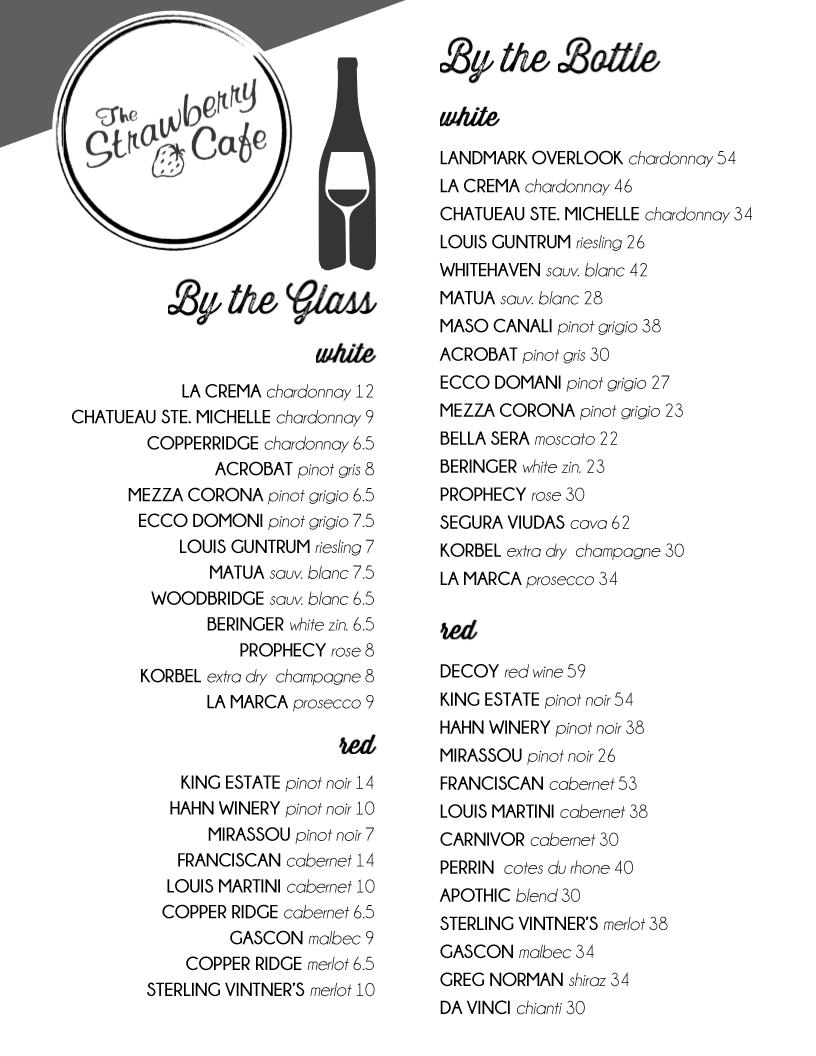 Menu at Strawberry Cafe, Madison