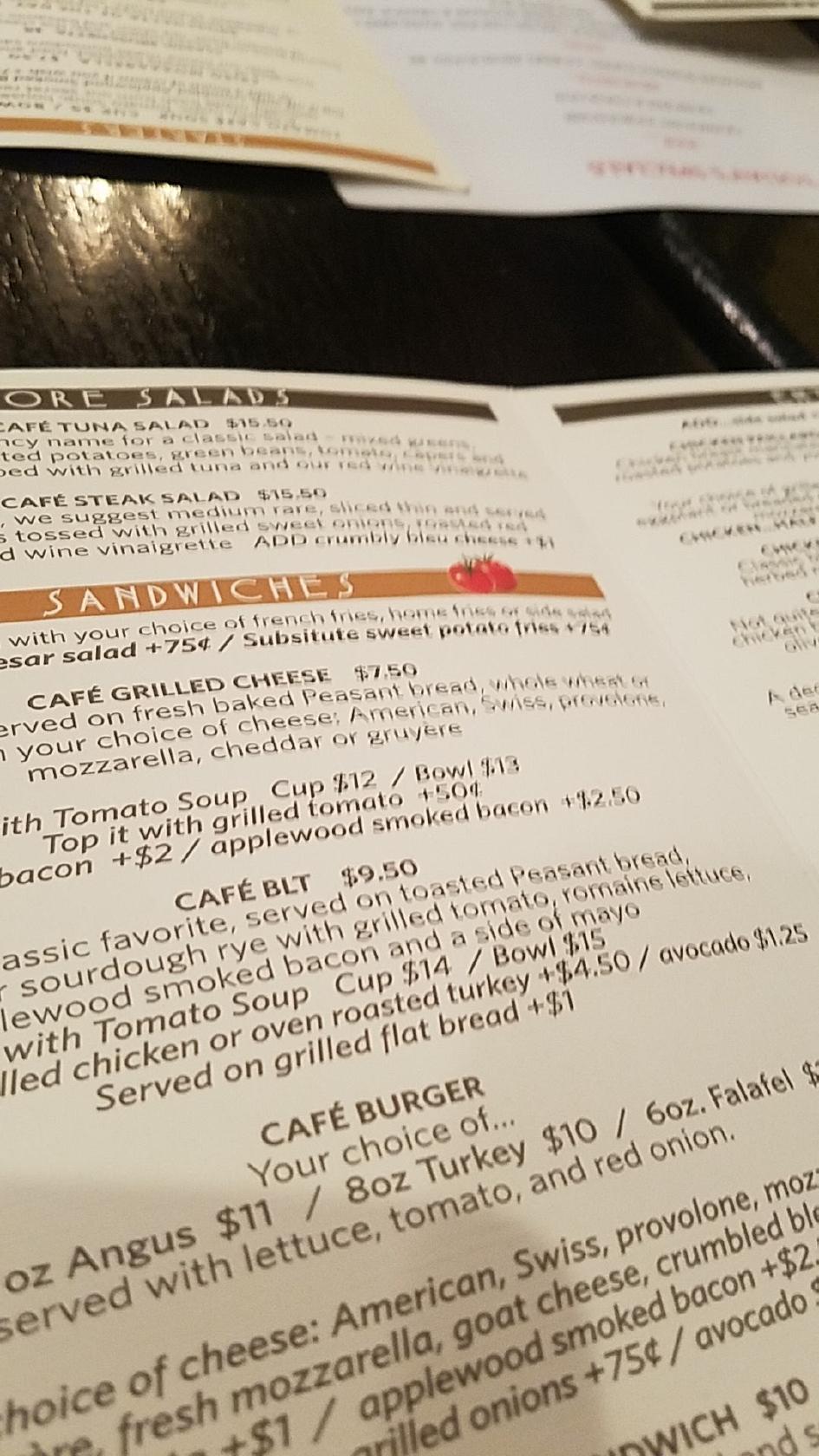 Menu at THE TOMATO CAFE, Fishkill