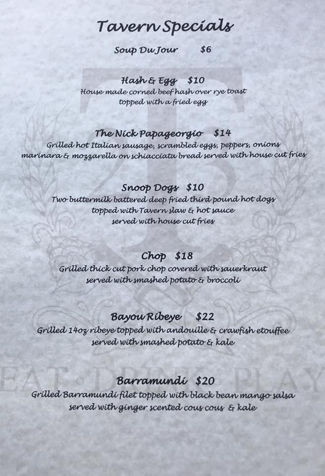 Menu at Tavern 23 pub & bar, Poughkeepsie