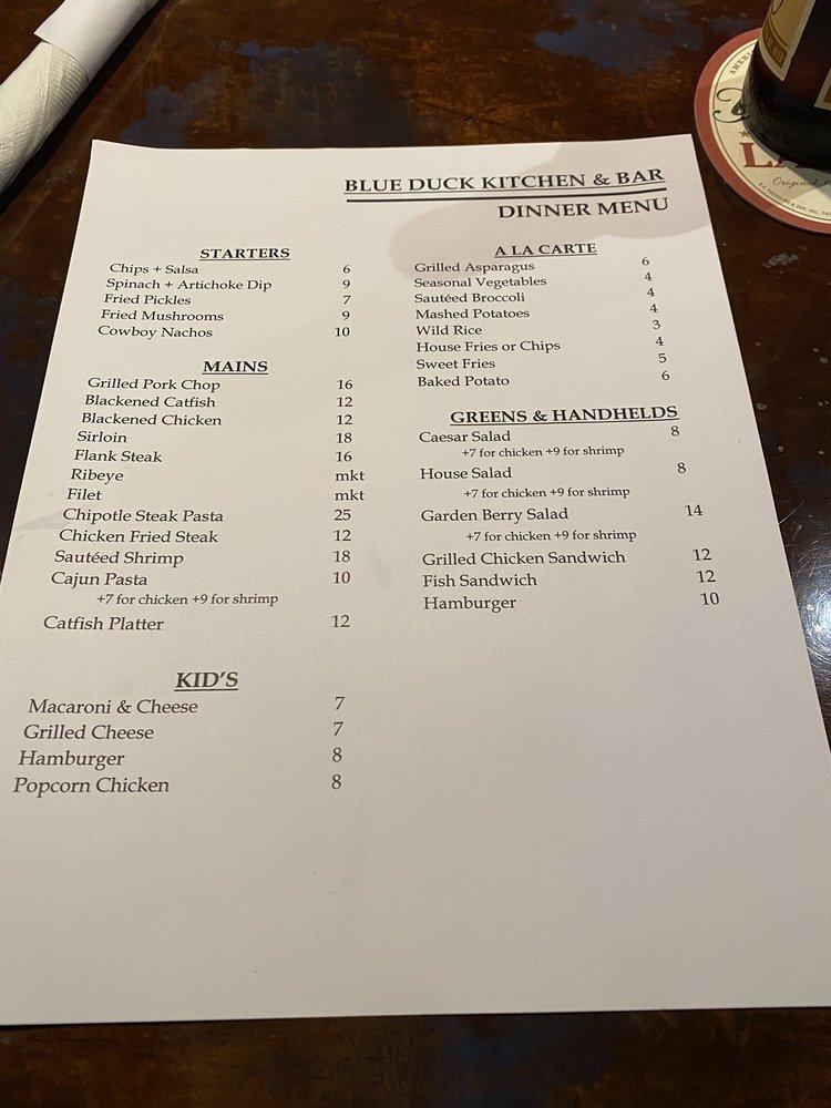 Menu at The Blue Duck Kitchen & Bar, Livingston