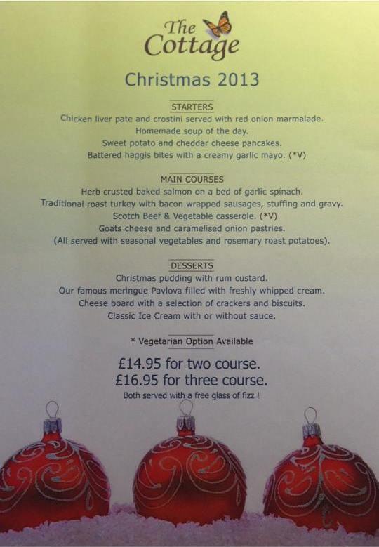 Menu at The Cottage restaurant, Bathgate