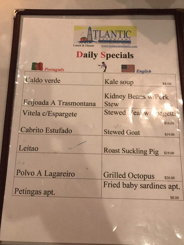 Menu at Atlantic steakhouse, Danbury