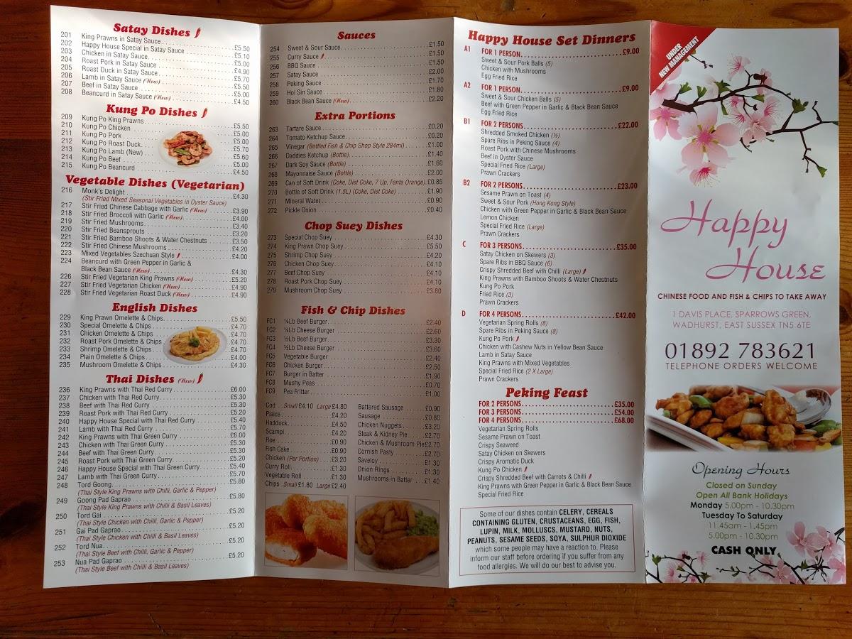 Menu at Happy House fast food, Wadhurst