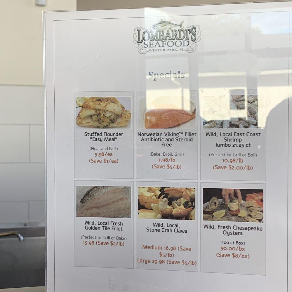 Menu at Lombardi's Seafood, Winter Park