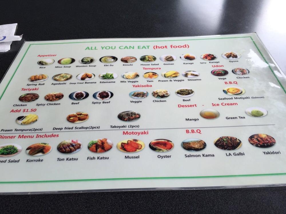 Menu at Midori Japanese Restaurant, Abbotsford