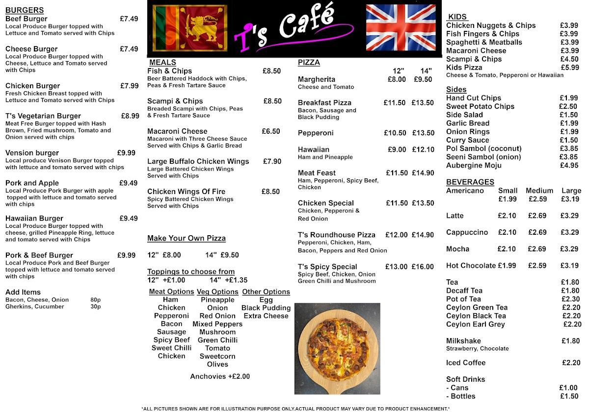 Menu at T's Café Restaurant, Thurso