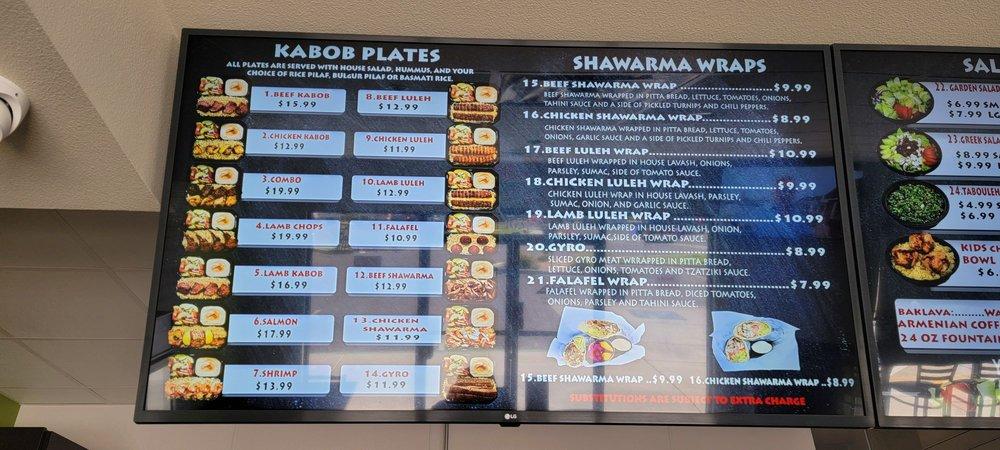 Menu at Ark Mediterranean Grill restaurant, Clovis