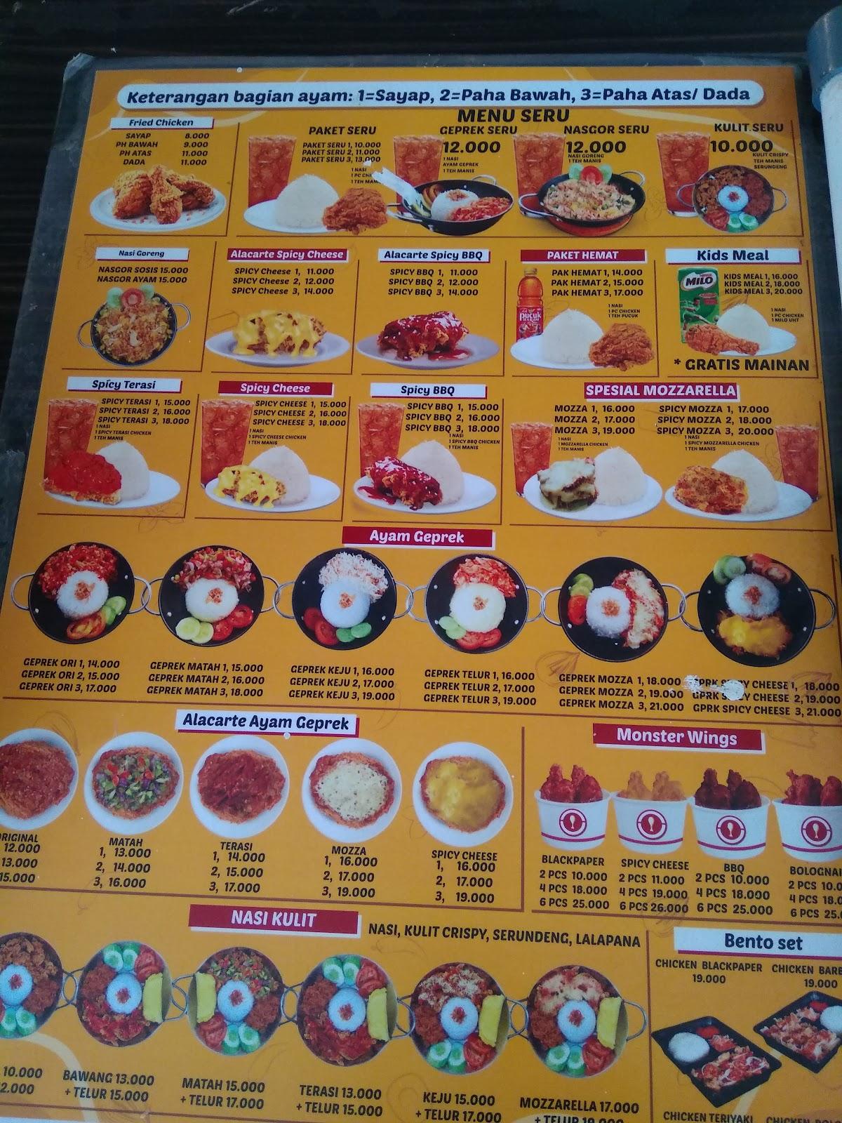 Menu at Chicken Day GCC restaurant, Indonesia