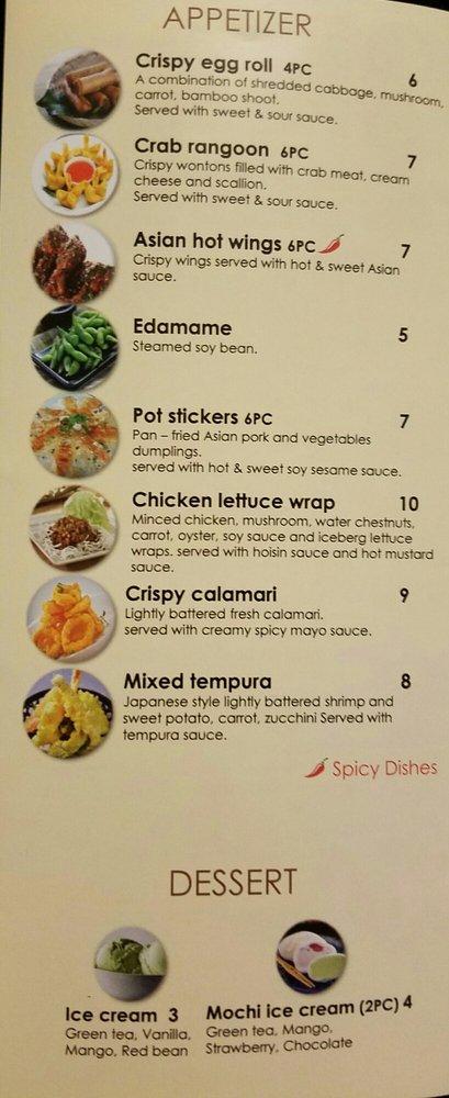 Menu at Chopsticks restaurant, Incline Village