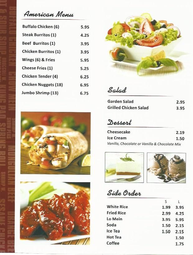 Menu at Golden Kitchen restaurant, Monticello